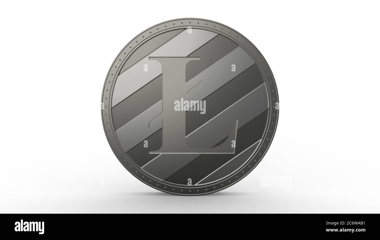 Gray litecoin gold coin Isolated with white background. 3d render ...