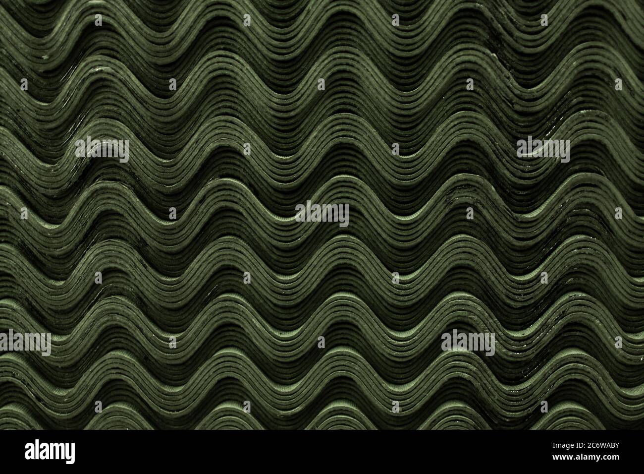 Roof green slate tiles pattern wave texture Stock Photo - Alamy