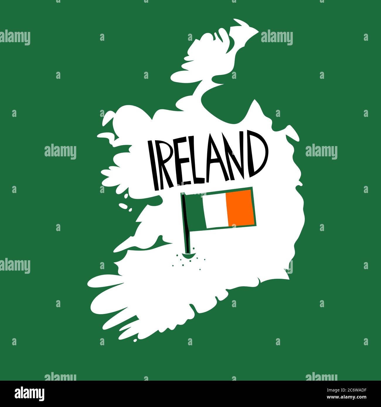 Vector hand drawn stylized map of Ireland. Travel illustration of ...