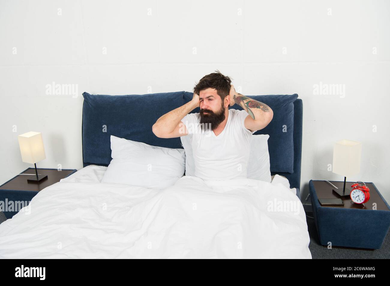 Sleeping man in bed full body hi-res stock photography and images - Alamy