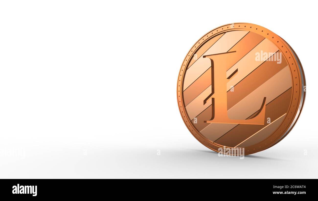 Orange litecoin gold coin Isolated with white background. 3d render ...