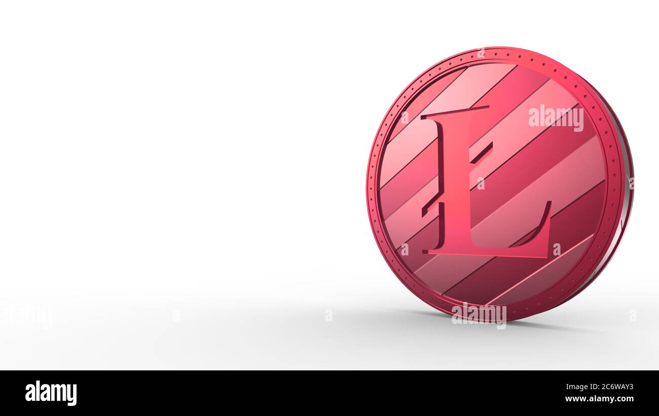 Red litecoin gold coin Isolated with white background. 3d render ...