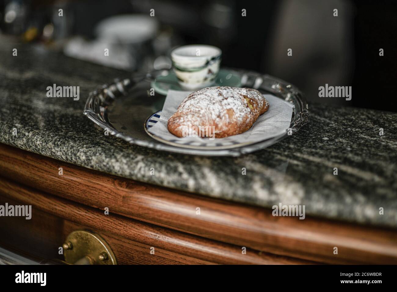 caffe e brioche, espresso coffee and croissant Stock Photo - Alamy