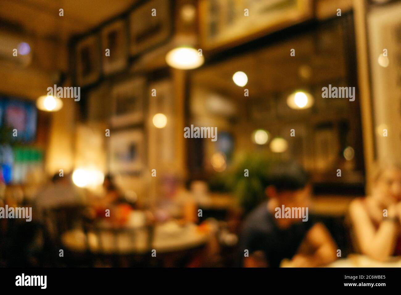 Abstract blurred restaurant or cafe interior background. Blurred ...