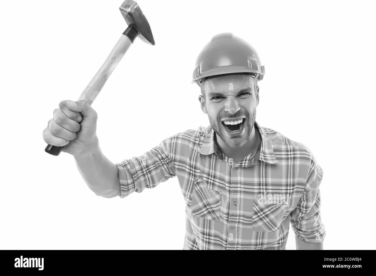 Angry construction worker Black and White Stock Photos & Images - Alamy