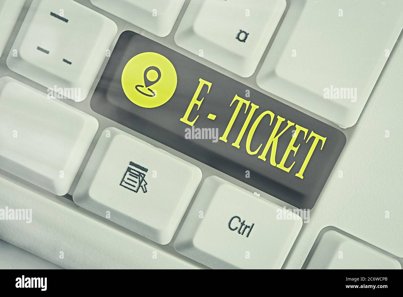 Writing note showing E ticket. Business concept for flight booking for ...