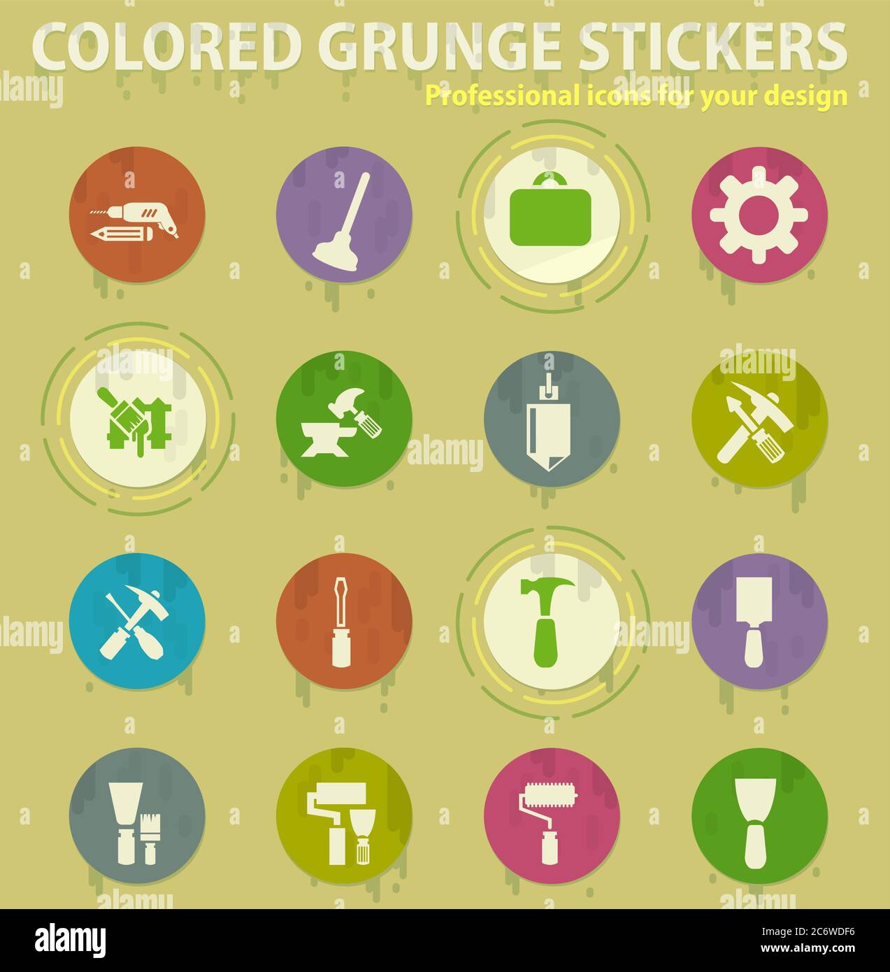 Work tools colored grunge icons Stock Vector Image & Art - Alamy