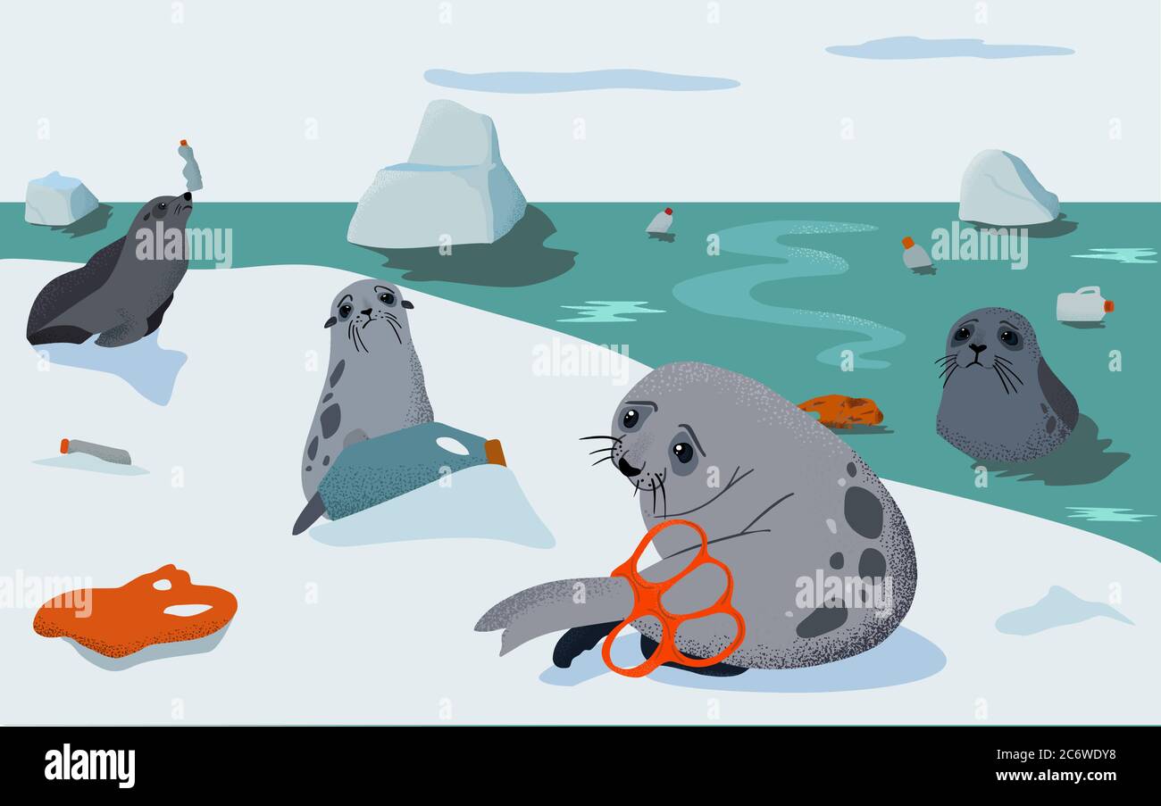 Plastic waste ocean bag Stock Vector Images - Alamy