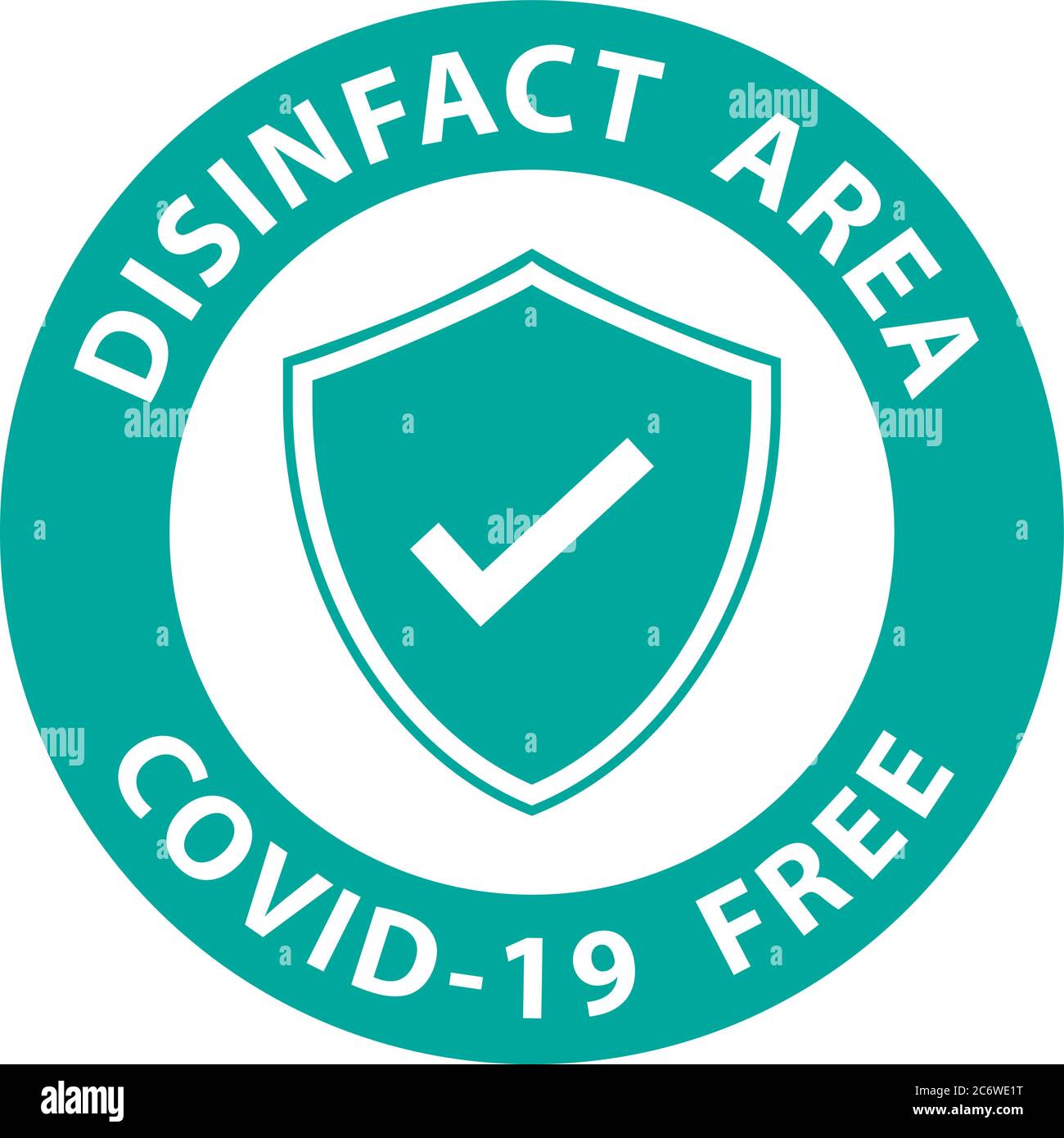 Round symbol for disinfected areas of Covid-19. Covid free zone.Vector ...