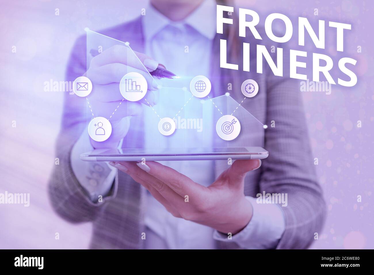 Conceptual hand writing showing Frontliners. Concept meaning most ...