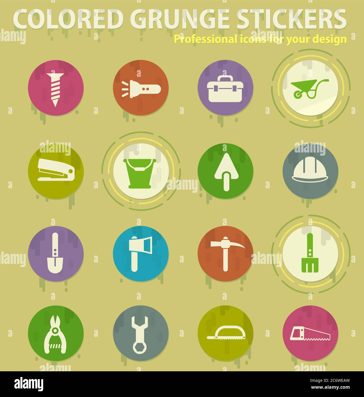 work tools colored grunge icons Stock Vector Image & Art - Alamy