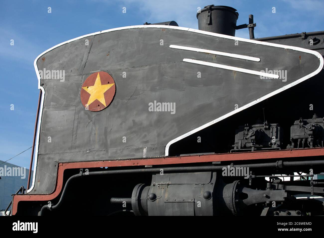 detail of Vietnam Railways steam locomotive made in France in sun Stock ...