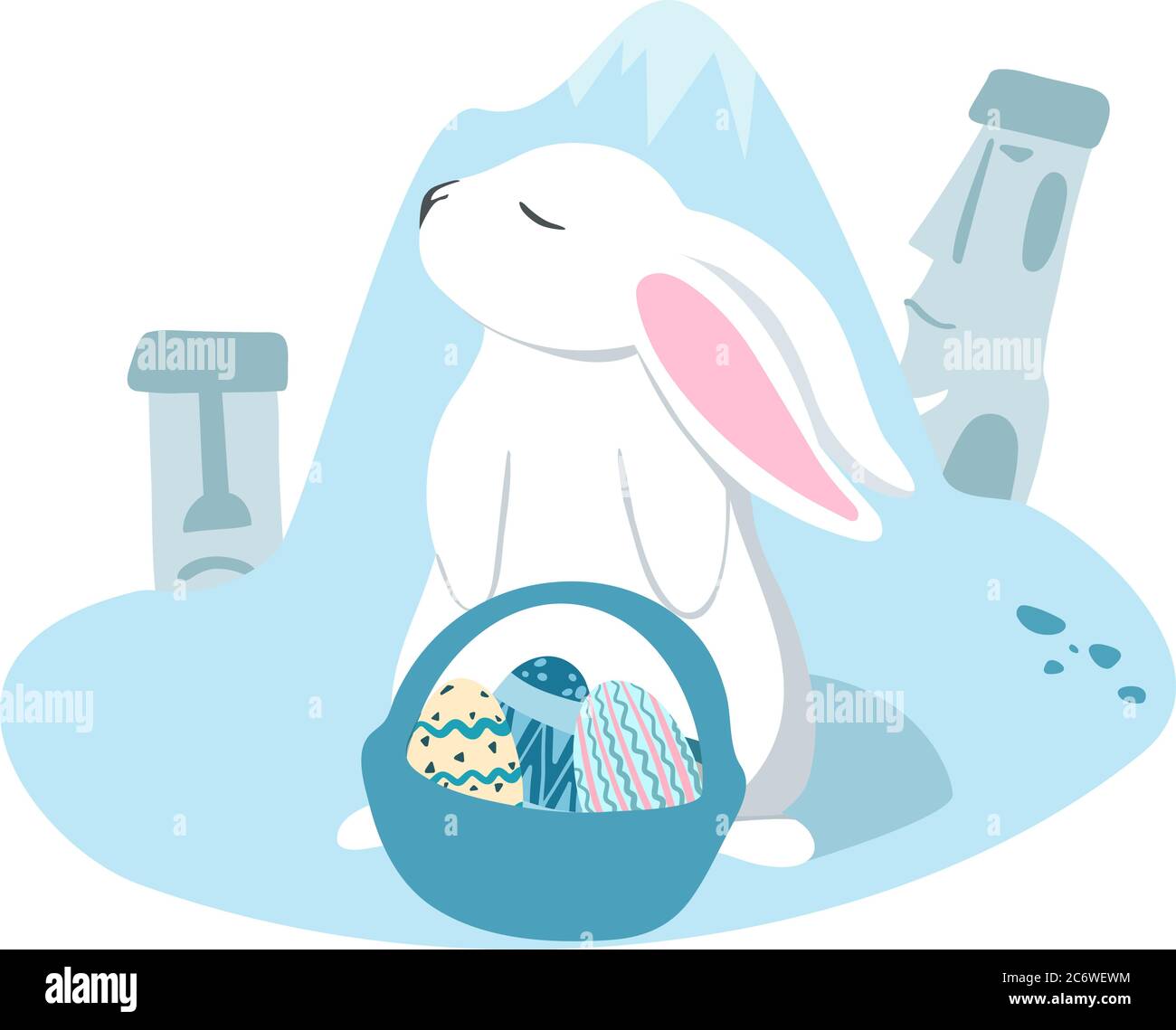 Happy Easter collection with eggs and rabbits. Easter rabbit Stock ...