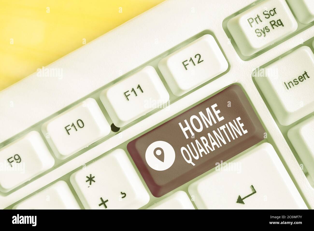 Text sign showing Home Quarantine. Business photo text Encountered a ...