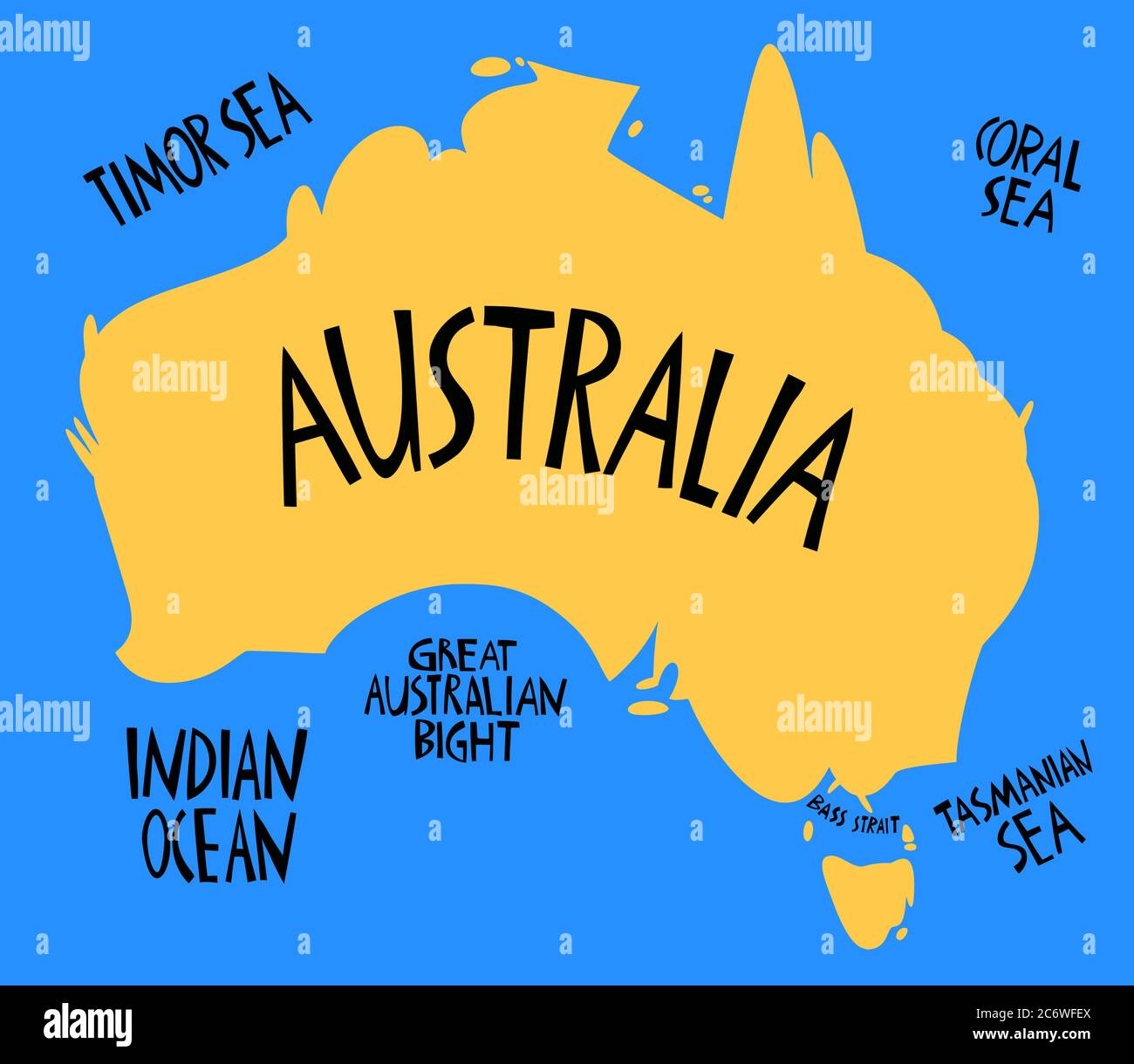 Vector hand drawn stylized map of Australia. Travel illustration of ...