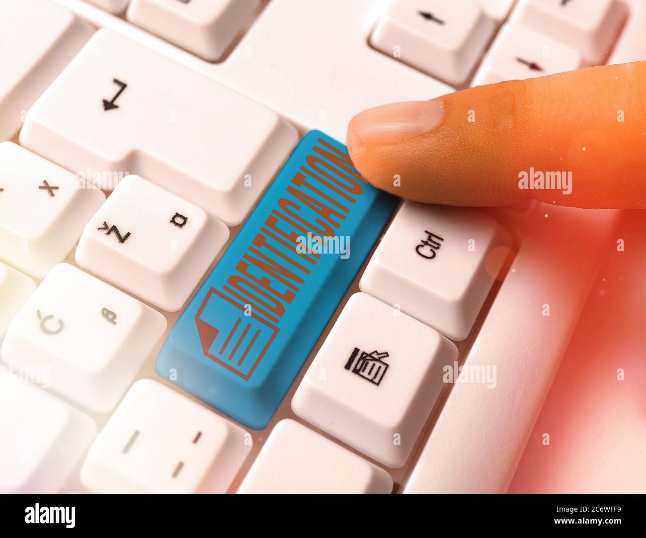 Writing note showing Identification. Business concept for an action or ...