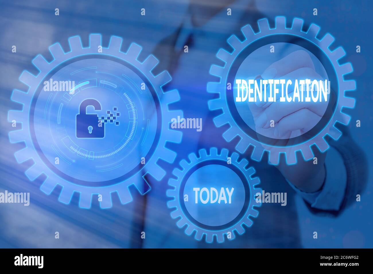 Writing note showing Identification. Business concept for an action or ...