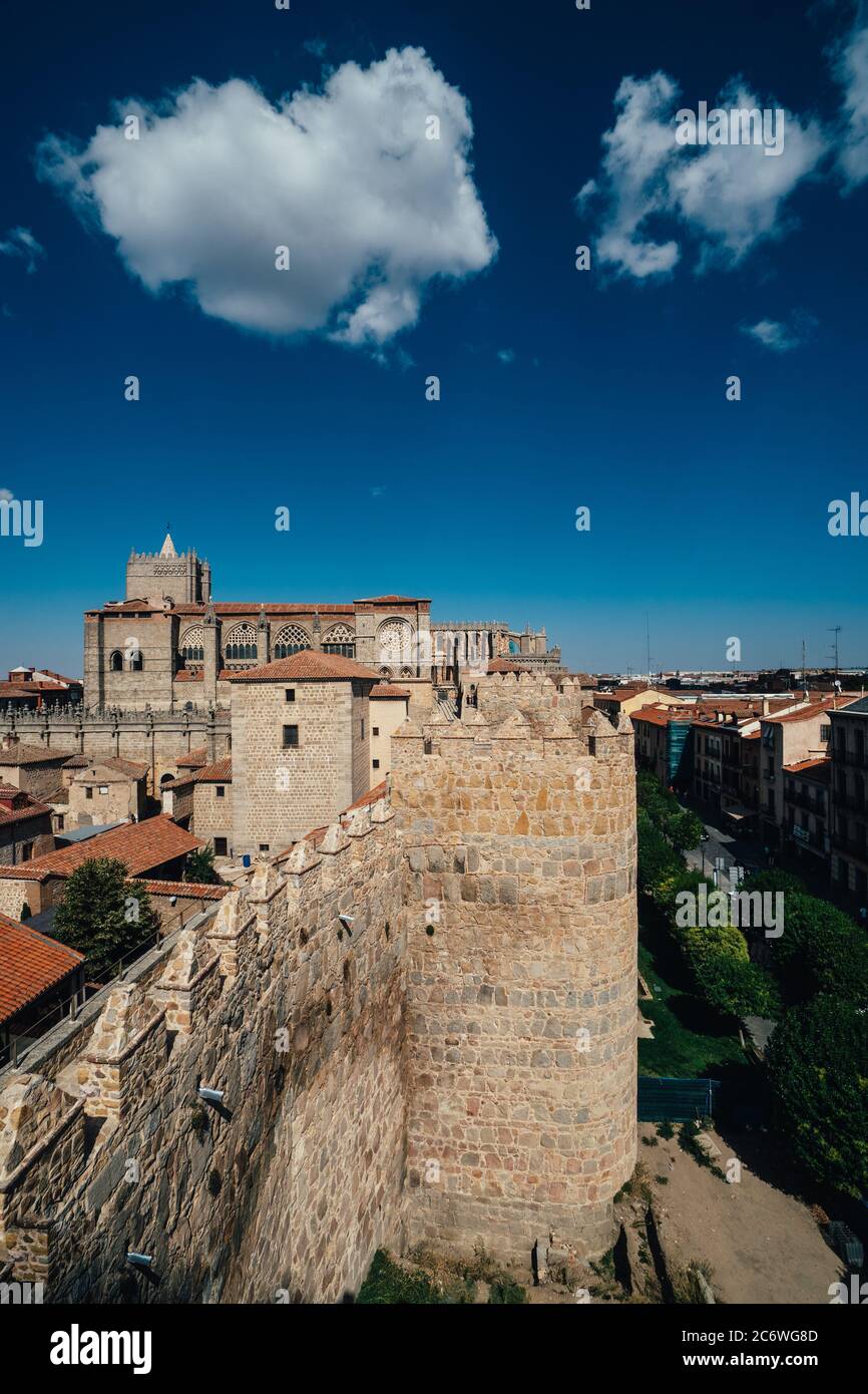 Avila, Castile and Leon, Spain. Medieval Avila Castle from inside Stock ...