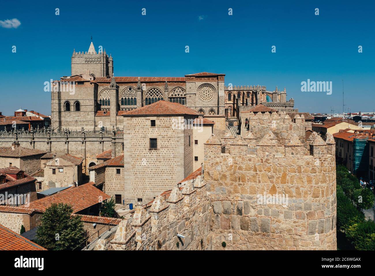 Avila, Castile and Leon, Spain. Medieval Avila Castle from inside Stock ...