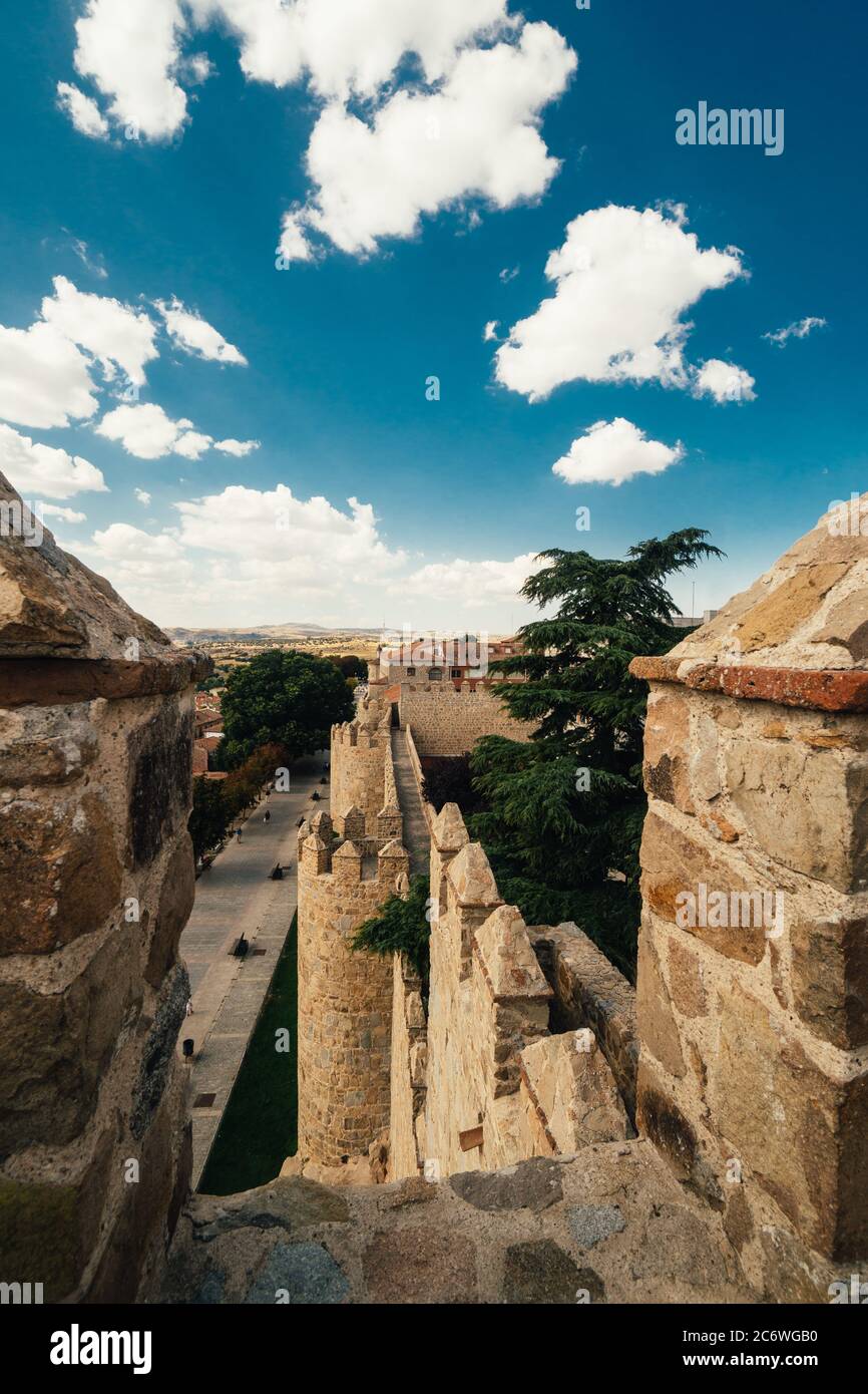 Avila, Castile and Leon, Spain. Medieval Avila Castle from inside Stock ...