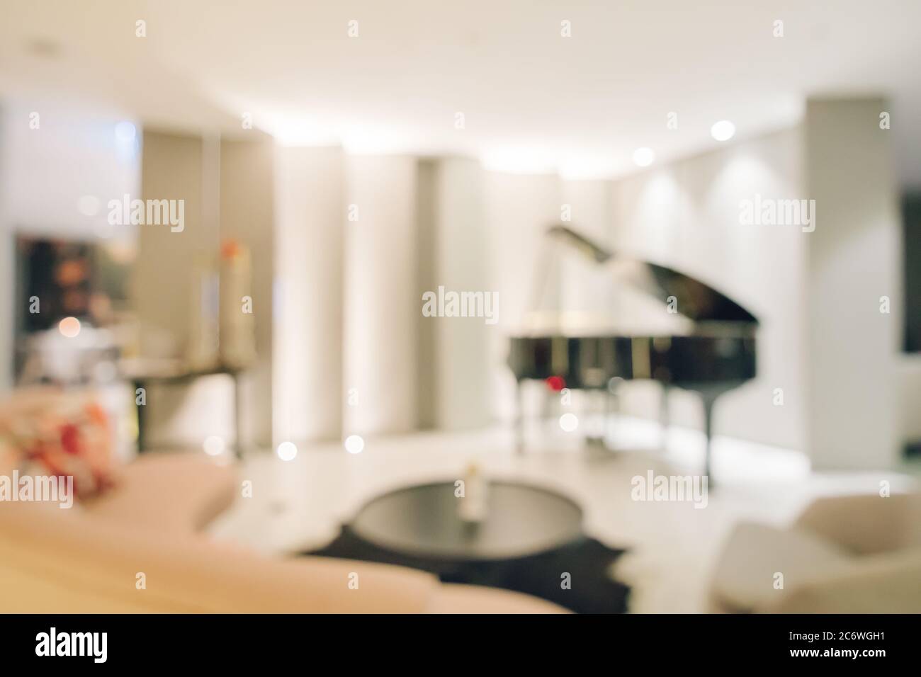 Abstract blurred lounge bar or cafe. Blurred background. Modern ...
