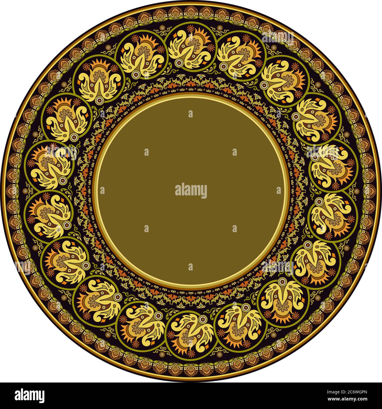 Vector abstract ornamental nature ethnic round frame Stock Vector Image ...