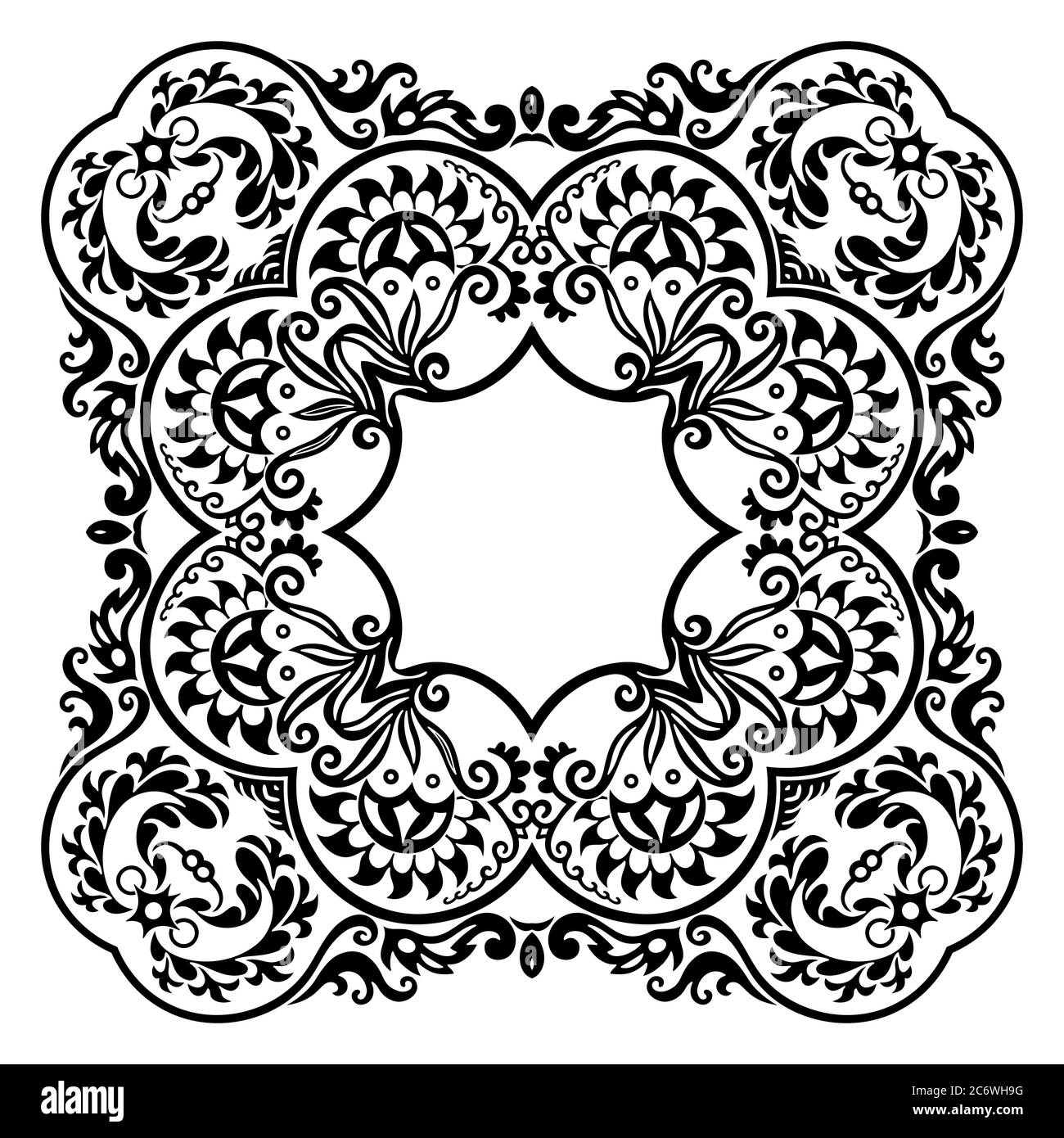 Floral hand drawn vintage border. Frame design Stock Vector Image & Art ...