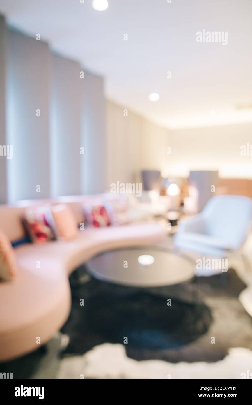 Abstract blurred lounge bar or cafe. Blurred background. Modern ...