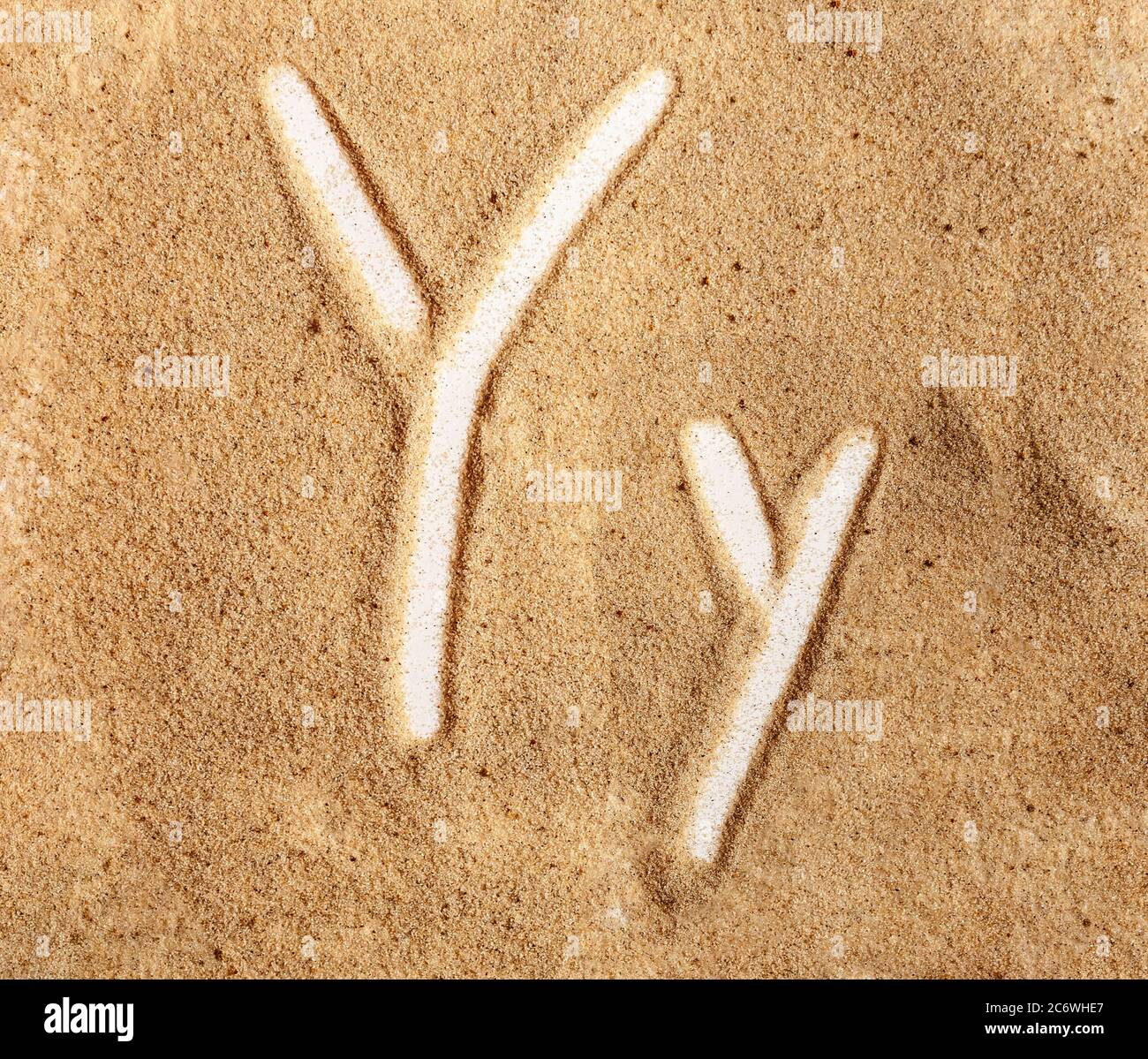 Letter Y. English Handwritten Alphabet In The Sand Stock Photo - Alamy