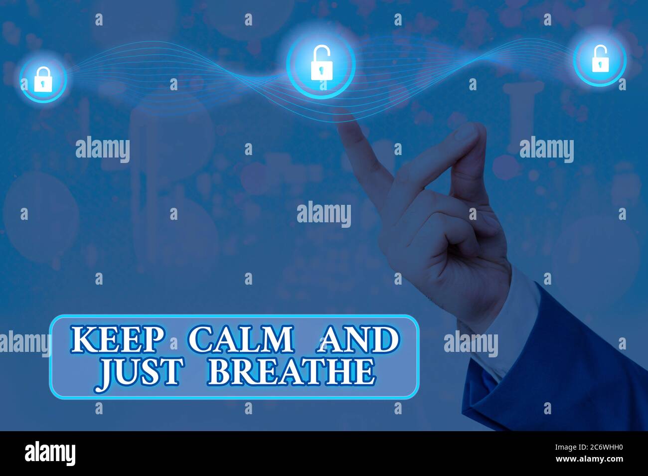 Text sign showing Keep Calm And Just Breathe. Business photo showcasing ...