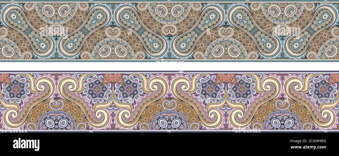 Vector abstract ethnic hand drawn border set Stock Vector Image & Art ...