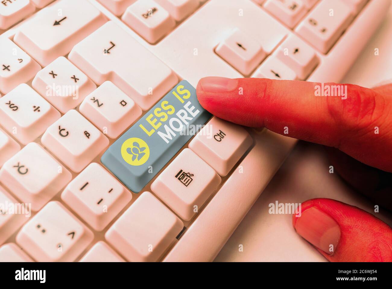 Writing note showing Less Is More. Business concept for used to express ...