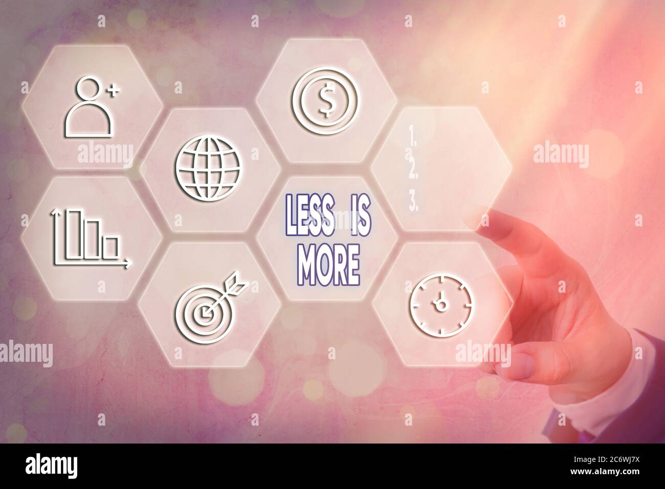 Text sign showing Less Is More. Business photo text used to express a ...