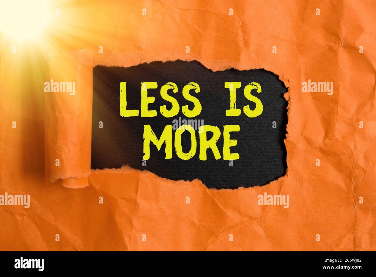 Text sign showing Less Is More. Business photo text used to express a ...