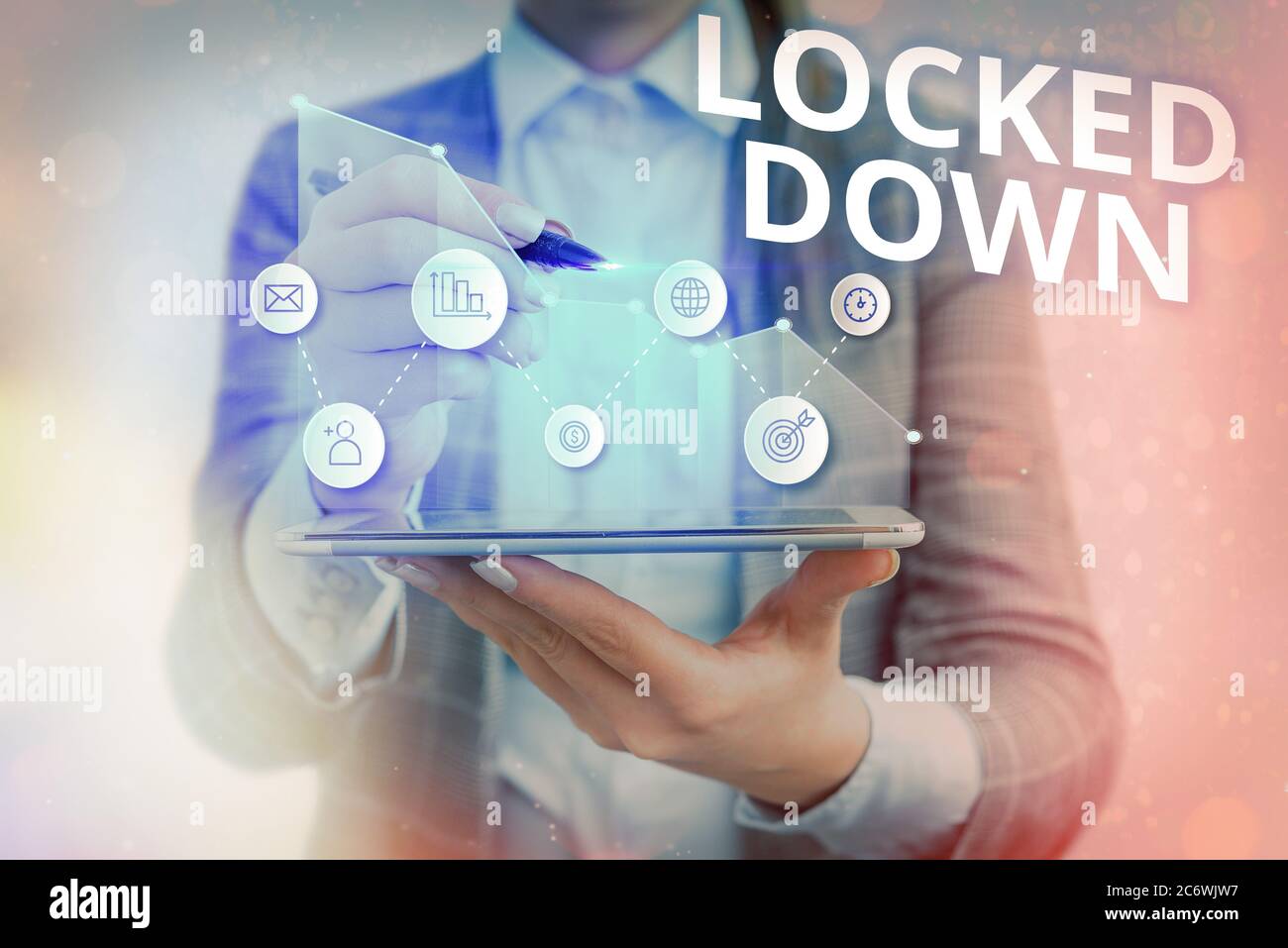 Conceptual hand writing showing Locked Down. Concept meaning emergency ...