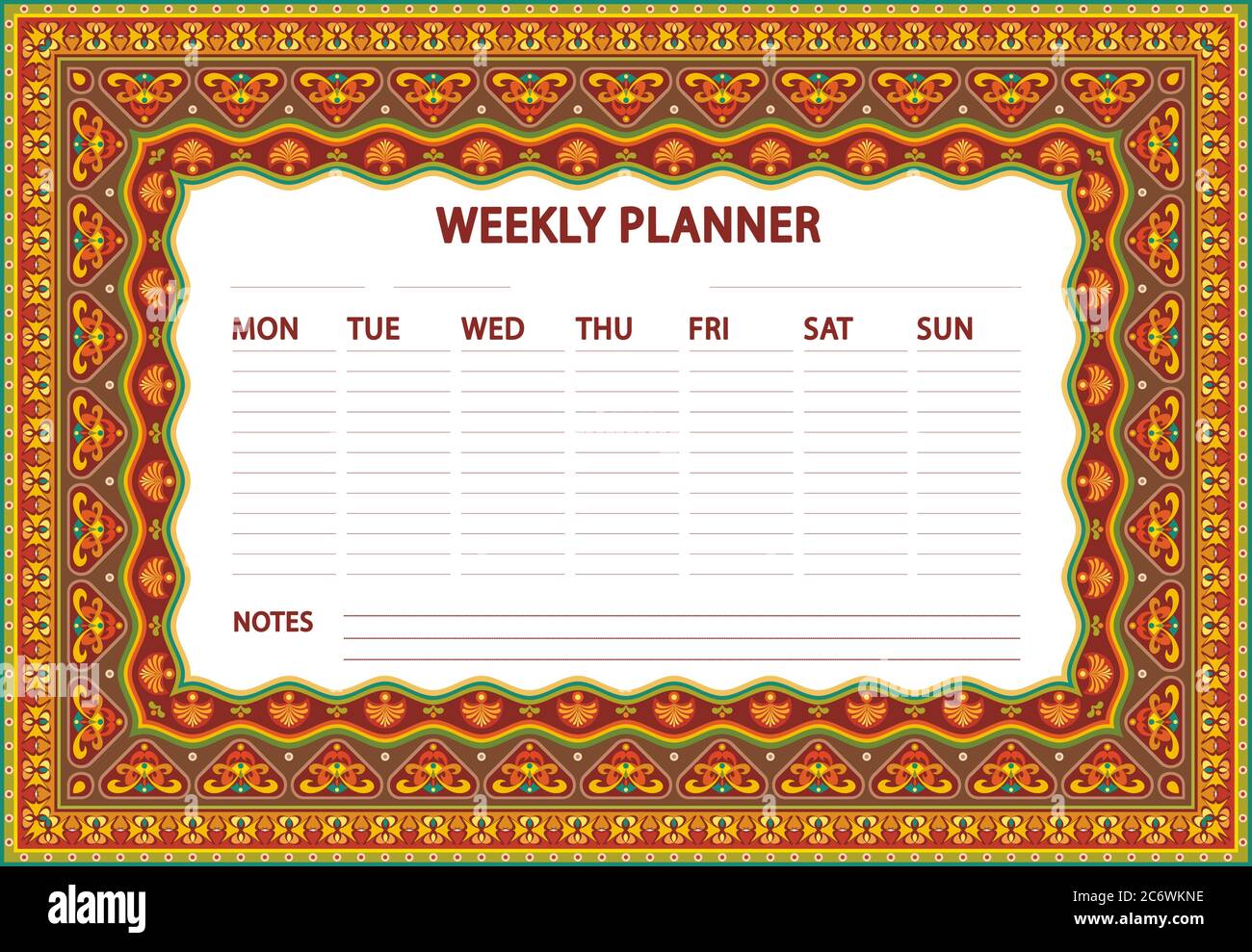 Weekly Planner design. Vector ornamental frame Stock Vector Image & Art ...