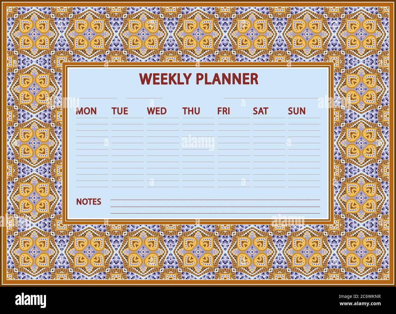 Weekly Planner design. Vector ornamental frame Stock Vector Image & Art ...