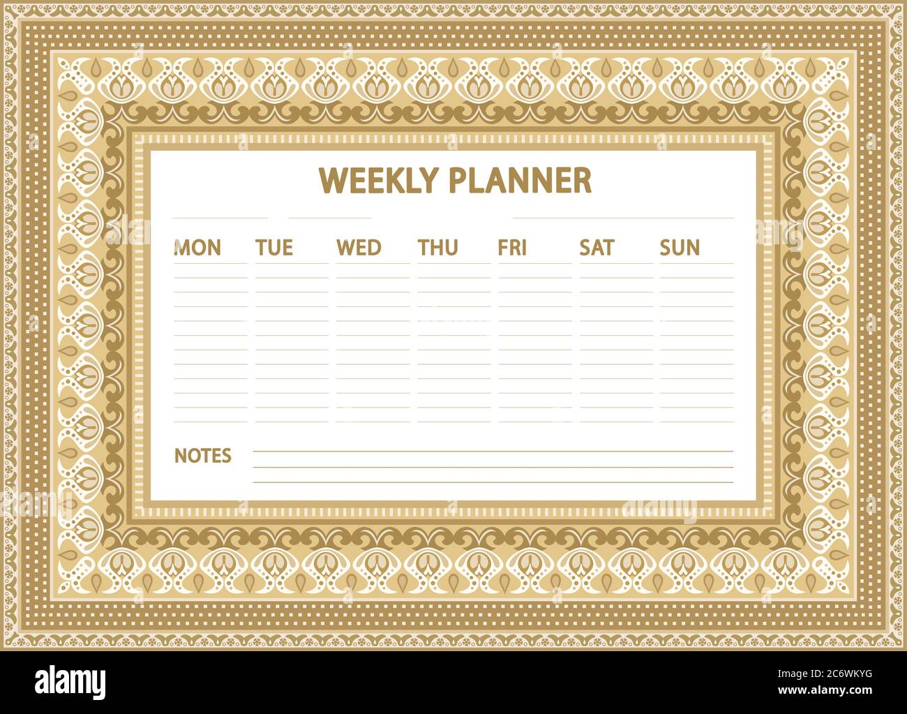 Weekly Planner design. Vector ornamental frame Stock Vector Image & Art ...