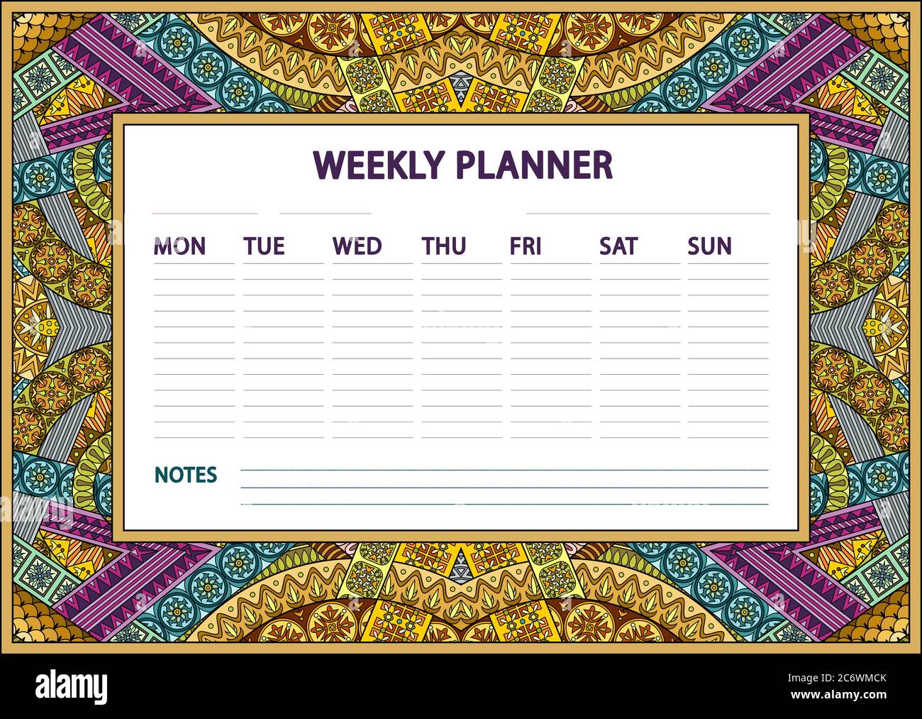 Weekly Planner design. Vector ornamental frame Stock Vector Image & Art ...