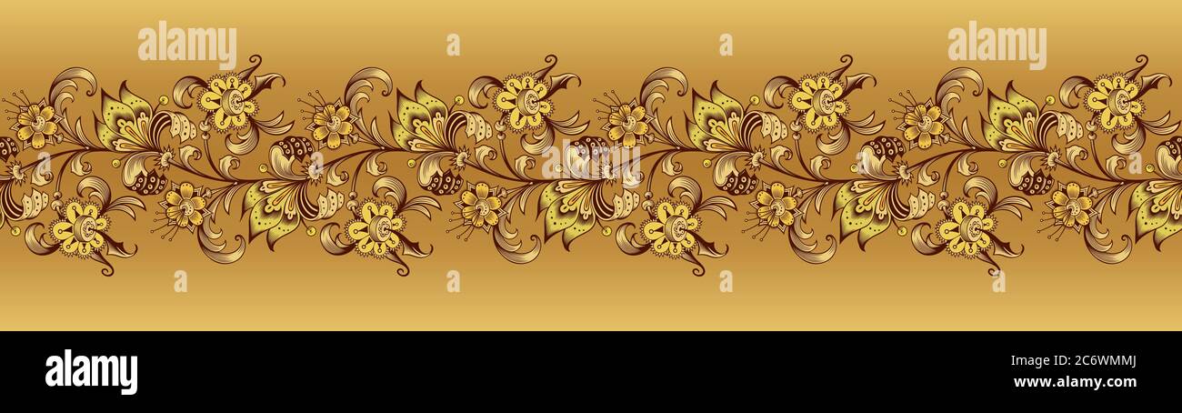 Floral vector border. Engraved nature illustration Stock Vector Image ...
