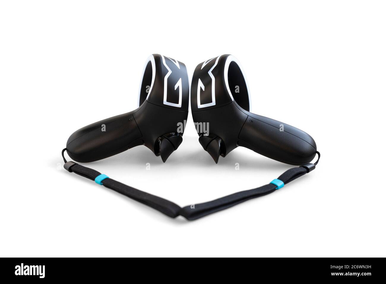 Virtual reality controllers with led light isolated on white Stock ...