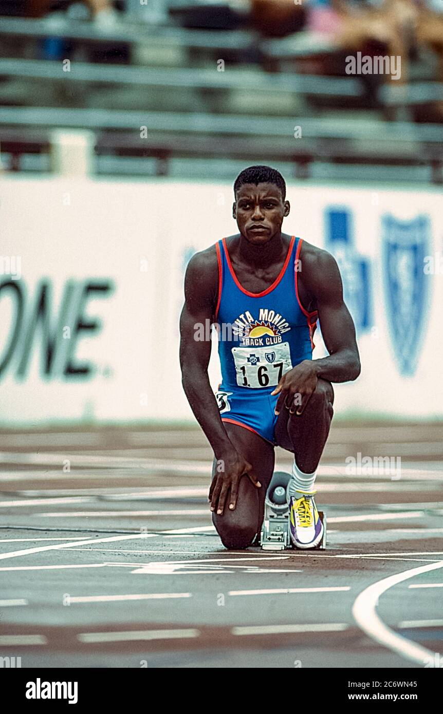 Carl Lewis (USA) competing at the 1988 US Olympic Track and Field Team ...