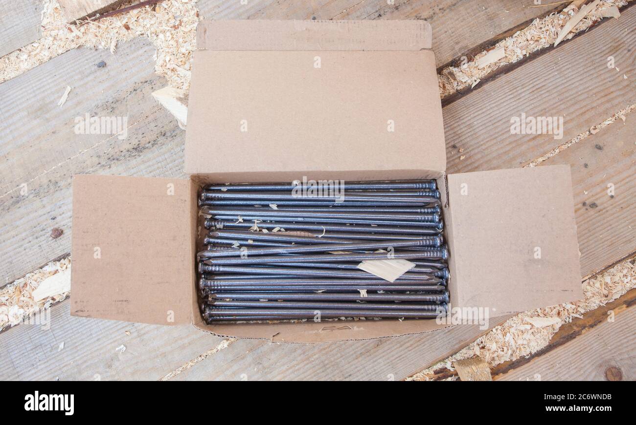 box of nails for construction Stock Photo - Alamy
