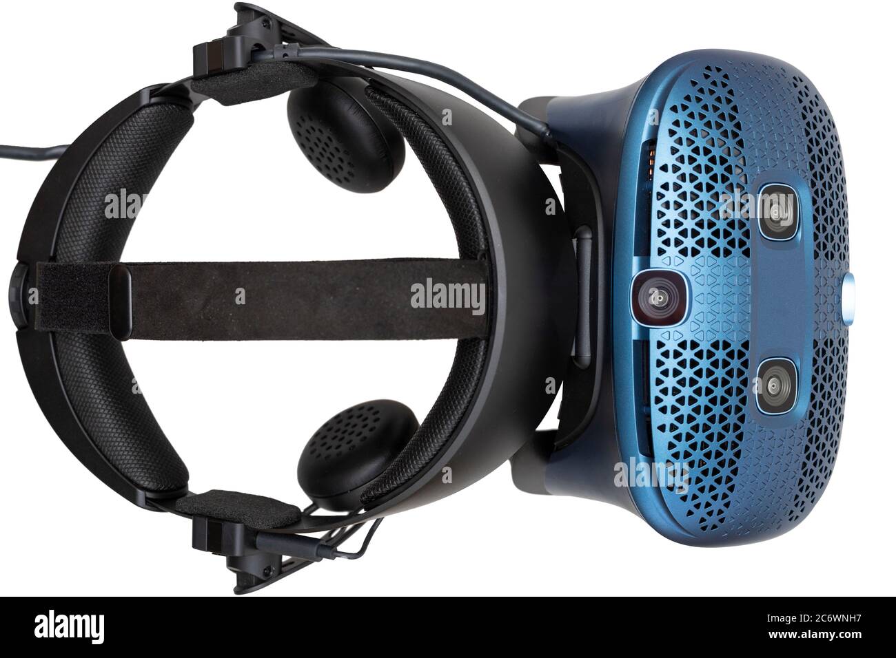 Virtual reality helmet isolated on white background, top view Stock ...