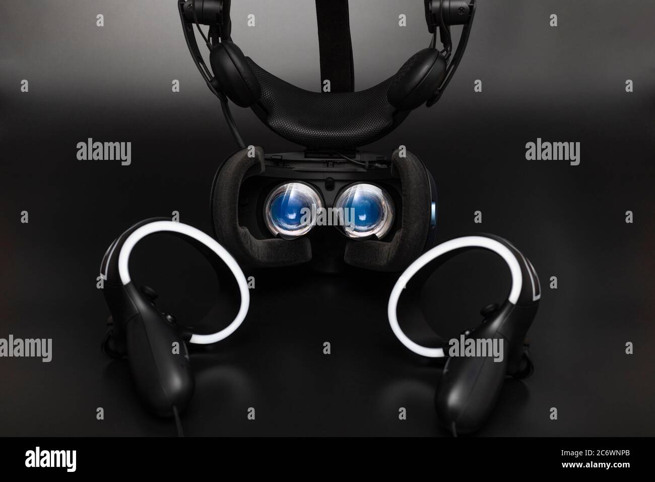 Virtual reality headset lenses, black background Stock Photo - Alamy