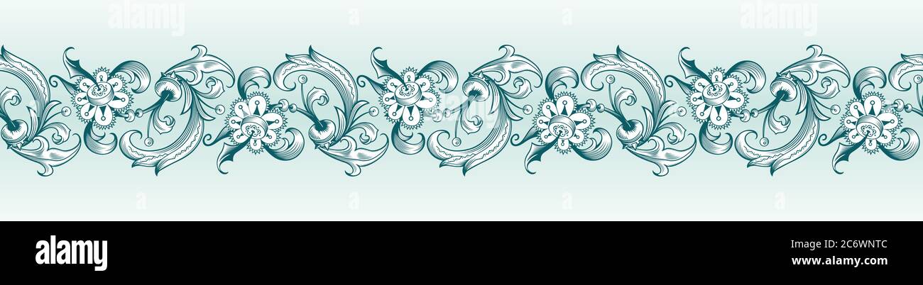 Floral vector border. Engraved nature illustration Stock Vector Image ...