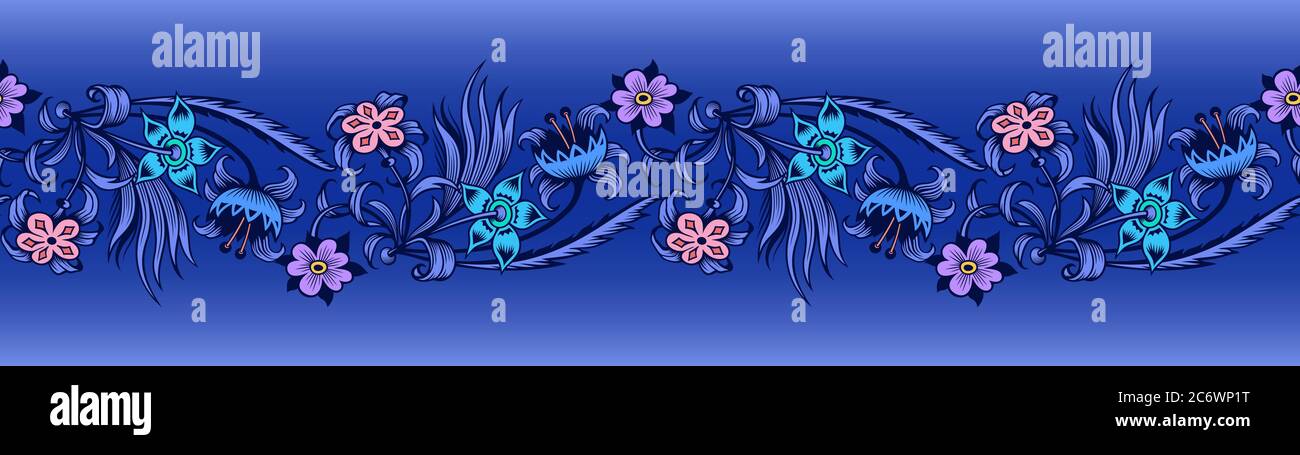 Floral vector border. Engraved nature illustration Stock Vector Image ...
