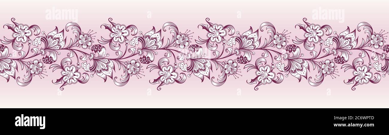 Floral vector border. Engraved nature illustration Stock Vector Image ...