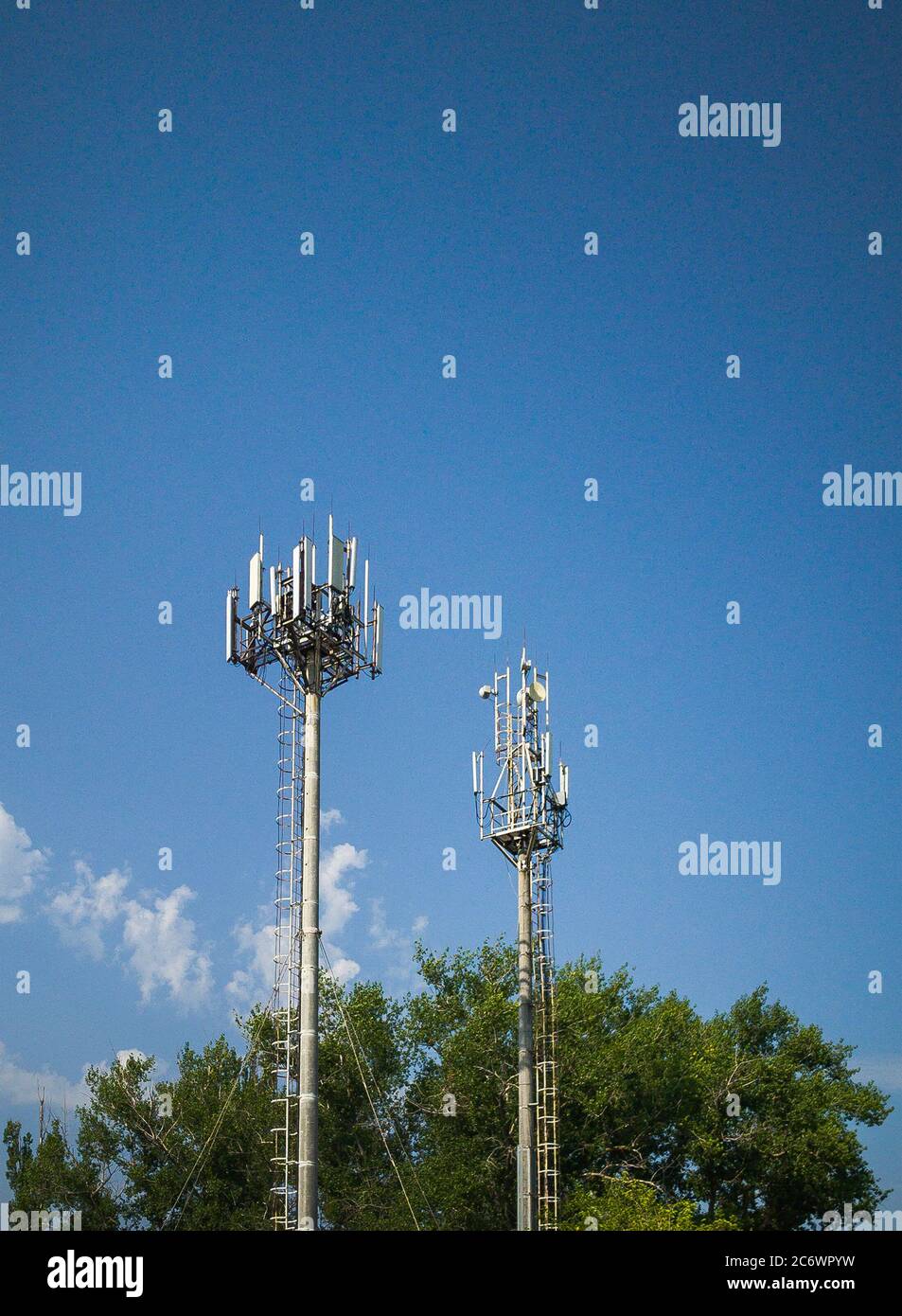 landscape with a cell towers Stock Photo - Alamy
