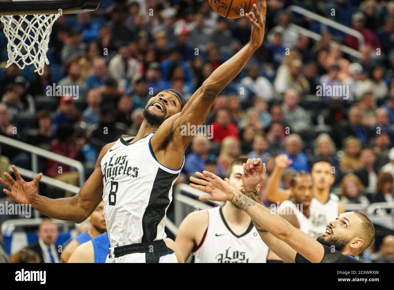 LA Clippers' Maurice Harkless #8 gets the rebound at the Amway Center ...